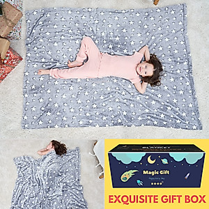Bood Glow in The Dark Blanket, Soft Kids Fuzzy Throw Blankets, for Boy and Girl, Personalized Blankets, Soft Fluffy Fleece Plush Furry Throw, Funny Presents(50"x60",Star Pattern)