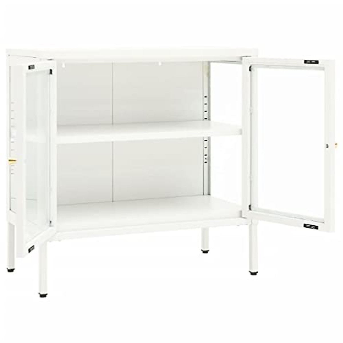 Homvdxl Metal Sideboard Buffet Cabinet, Kitchen Storage Cabinet with 2 Glass Doors & Adjustable Shelves, Double Wide Buffets Table for Bar, Dining Room, Cupboard Console Table 28x14x28 White