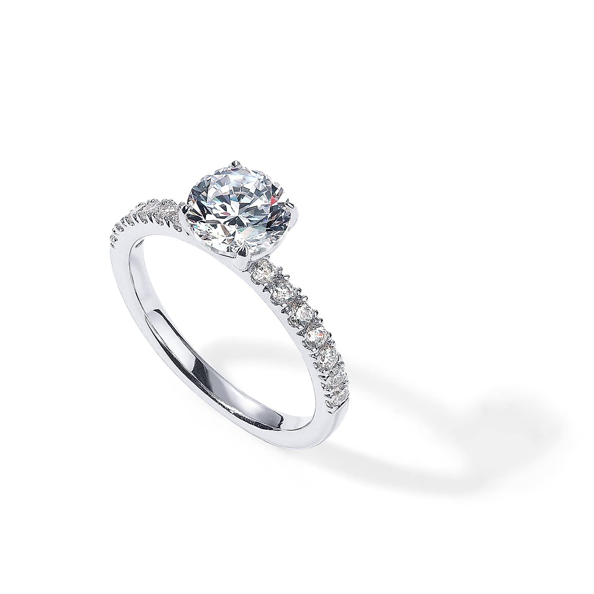 PAVOI 14K Gold Plated Round Cut Solitare Cubic Zirconia Engagement Ring for Women | Fake Wedding Ring for Women | Fake Engagement Ring | Promise Ring