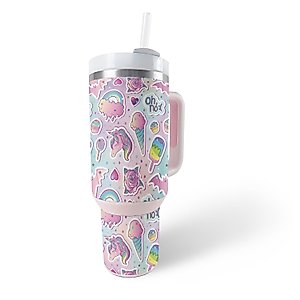 MightySkins Skin Compatible With Stanley The Quencher H2.0 FlowState 40 Oz Tumbler - Unicorn Popsicle | Protective, Durable, and Unique Vinyl Decal wrap cover | Easy To Apply, Remove, and Change Style