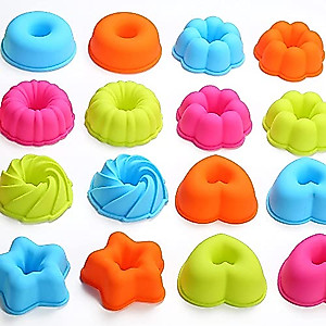 To encounter 24Pack Silicone Molds, Nonstick 2 3/4 inches Donut Mold, Baking Cups, Donut/ Bagel Pan, Muffin, Jello, Oven- Microwave- Dishwasher Safe