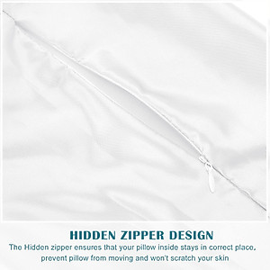 Remerry 4 Pack 16 x 6 Inches White Neck Roll Pillow Case Cover Only Round Bolster Cervical Roll Satin Cylinder Pillow Case Cover with Zipper