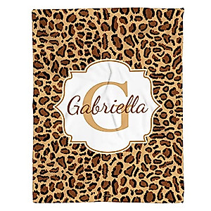 TRIENCY Cheetah Leopard Print Blanket Monogrammed Personalized Blankets for Adults Kids Baby Women 30x40 50x60 60x80 Soft Fleece Or Sherpa Throws Custom Name Christmas Birthday Gifts
