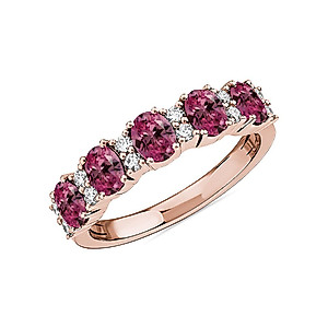 Jewelrygift 18K Rose Gold Plated Eternity Band Ring Natural Pink Sapphire Gtone Chakra Healing Birthstone Daliy Wear Party Wear Fine Jewelry for Women and Ring : 6