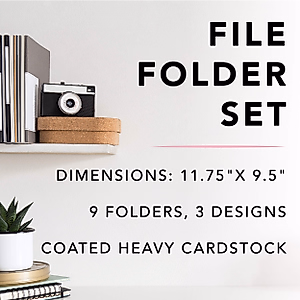 Graphique Designer “Very Important” File Folders | Set of 9 (3 Designs) | Letter Size Organizers | Decorative Office Supplies | Durable Coated Cardstock | Gold Foil Lettering | 1/3-Cut Tabs,Leopard