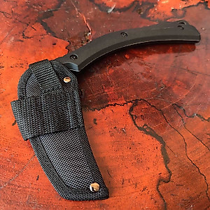 Fixed Blade Knife, Outdoor Hunting Camping Sickle, Stonwash Blade, High Hardness Plastic Handle w/Sheath