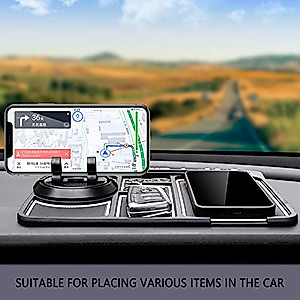 CKLJTL 4-in-1 Car Non-Slip Phone Pad - Universal 360Rotation Dash Holder - Multifunctional Car Dashboard Organizer Tray - Anti Slip Mat - Sticky Pad - Gift - White