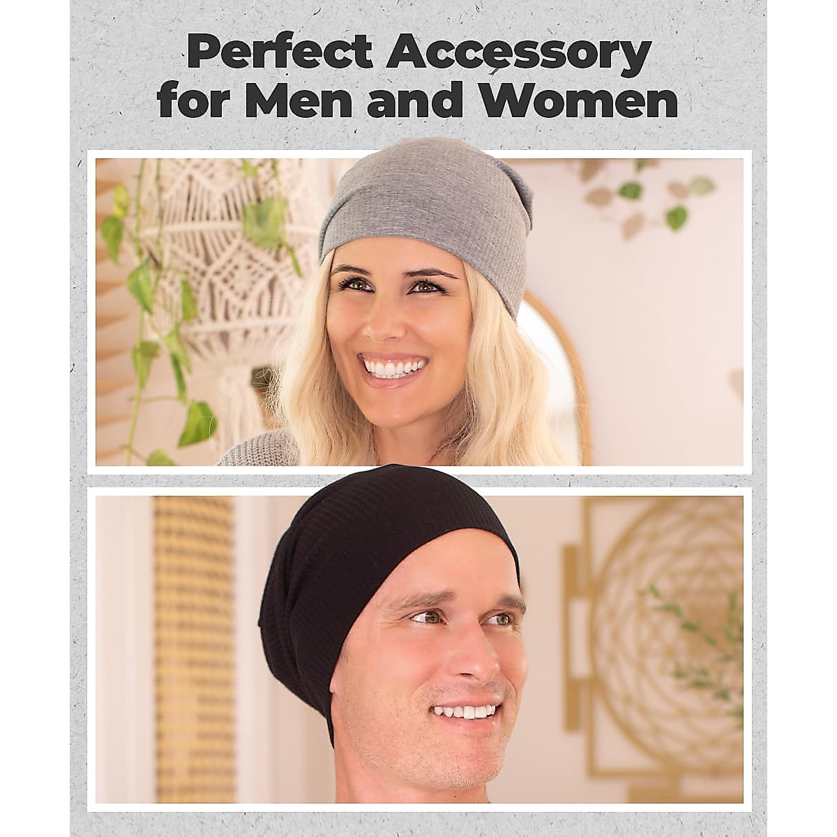 Lightweight Fashion Beanie for Men & Women - Soft Thin Ribbed Modal - Slouchy Style Black