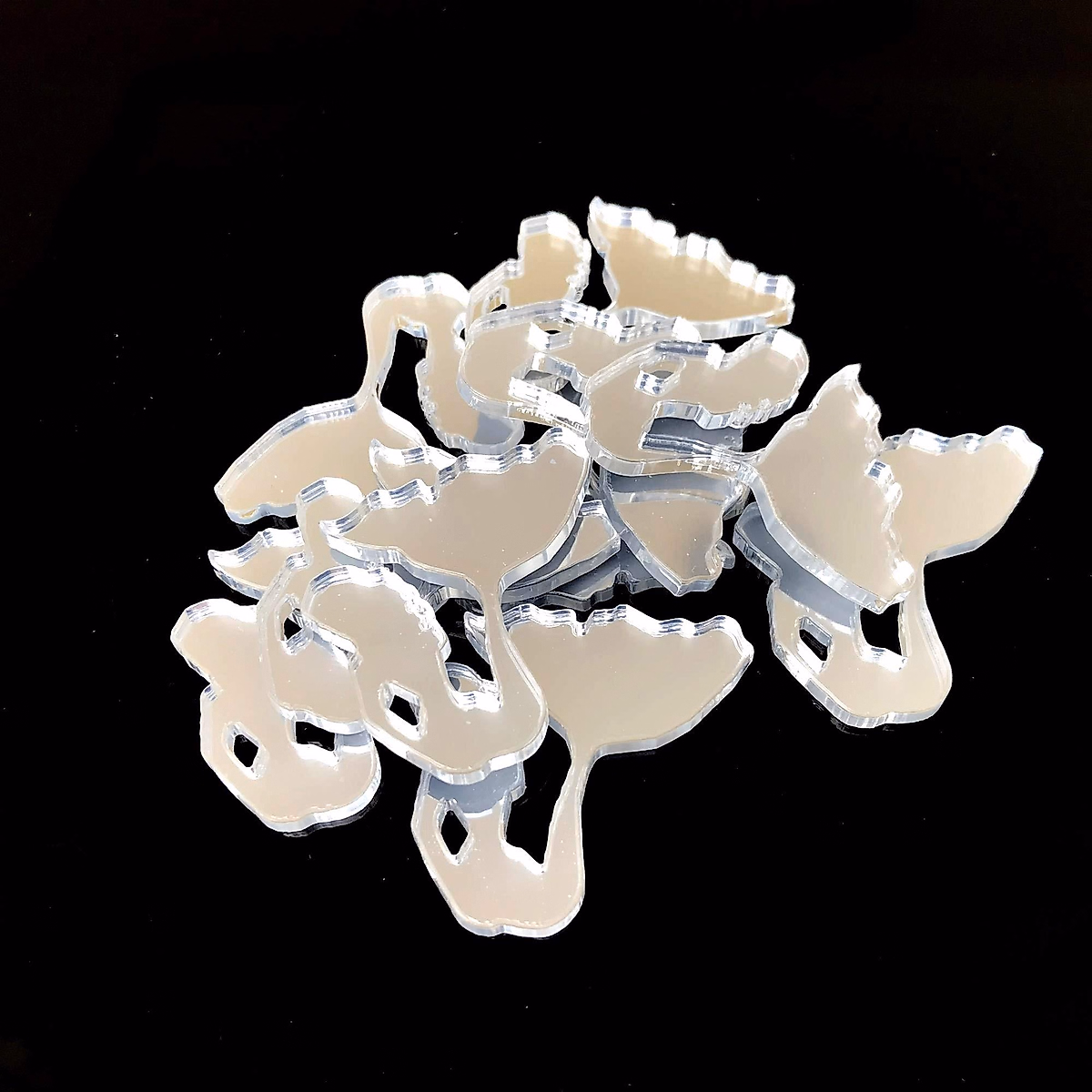 Super Cool Creations Mermaid Shaped Crafting Mirrors, Set of 10, Many Colours, Shatterproof Acrylic, Yellow, Pack of 10 x 3cm