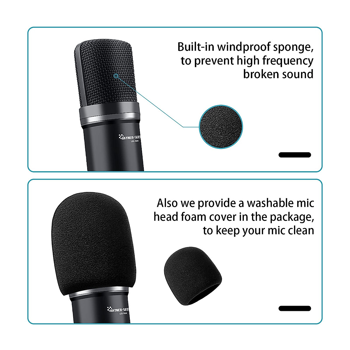 Hayner-Seek Podcast Studio Microphone Condenser Mic Podcast Equipment Bundle with 3.5mm Audio XLR Cable