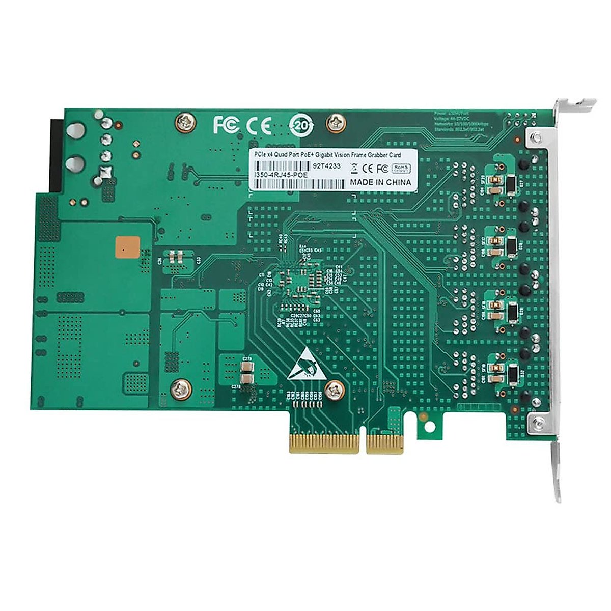 Jeirdus NIC Gigabit - for Intel I350AM4 Chip Quad RJ45 PoE Ethernet Server Converged Network Adapter I350-T4, PCI Express 2.1 x4, Power Over Ethernet, Interface Card
