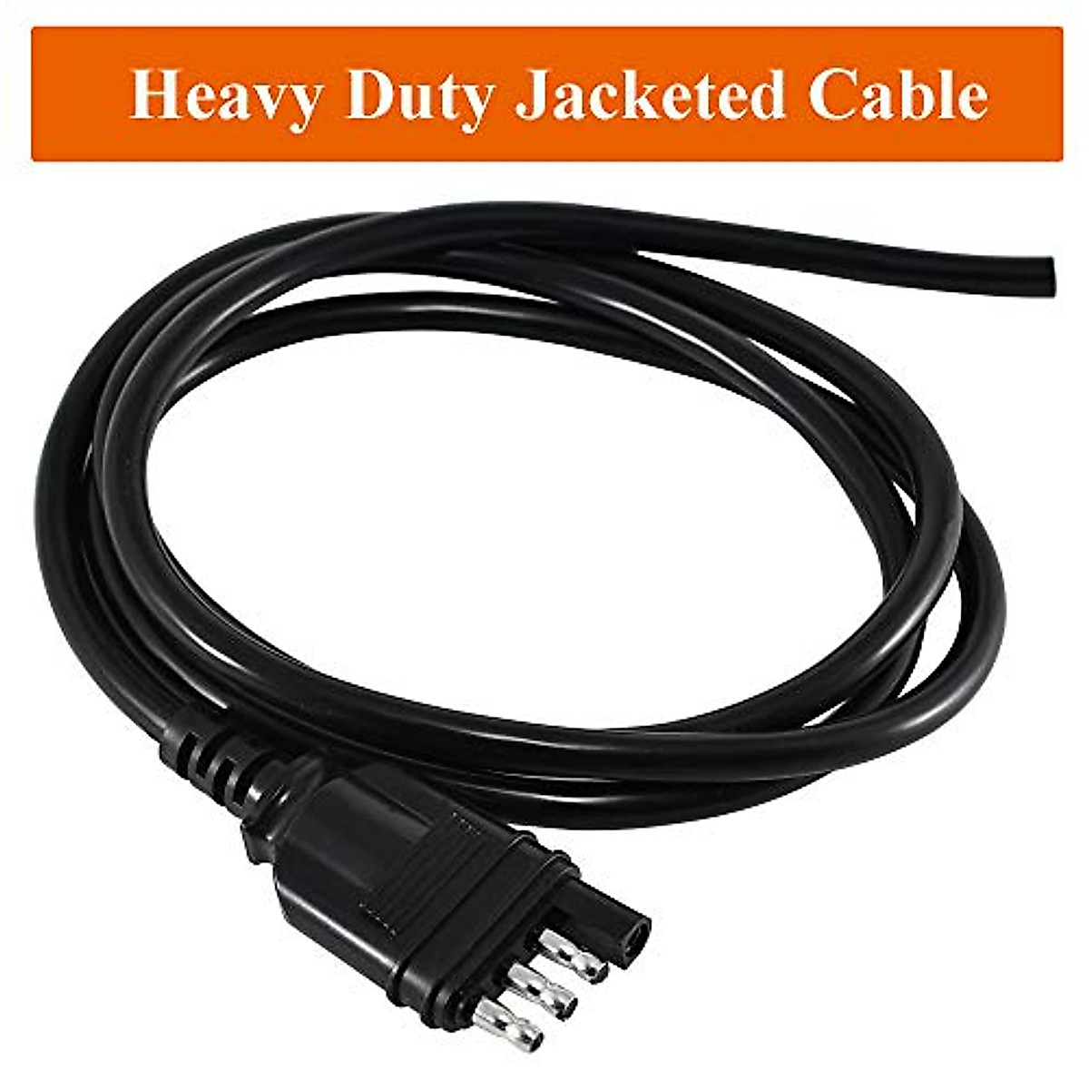 Oyviny 4 Way Flat Trailer Connector 5 Feet Jacketed Cable Heavy Duty Extension Cable Standard 4 Pin Trailer End Wiring Harness Adapter 18AWG Red Copper Color-Coded Wires for Trailer Hitch Wiring