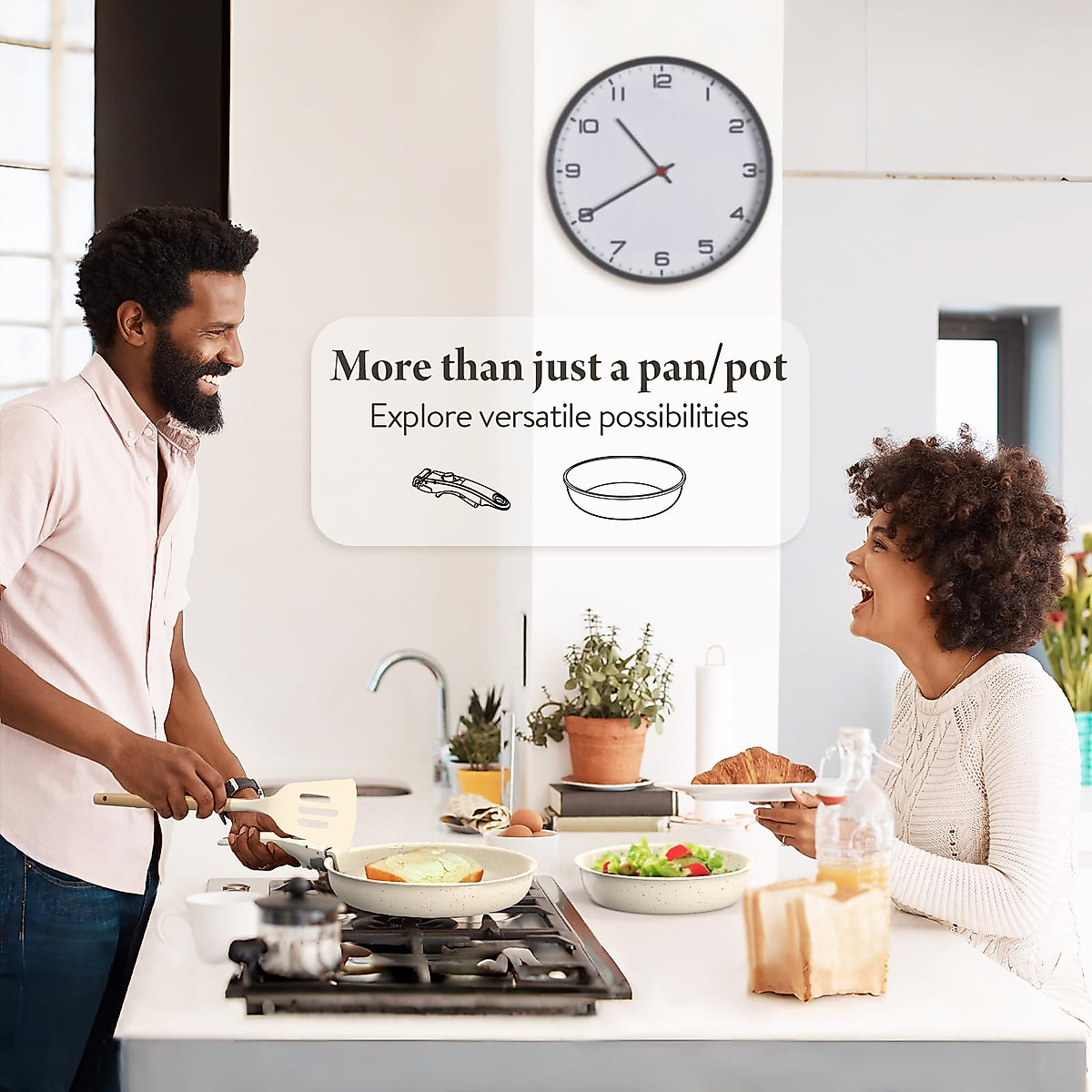 Bazova 11 Pcs Pots and Pans Set Non Stick with Removable Handles,Ceramic Cookware Set Non Toxic,Induction Kitchen Cooking Sets,Nonstick RV Cookware,Dishwasher/Oven Safe,PFAS/PTFE/PFOA Free,Cream White