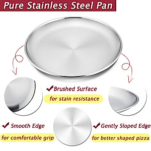 Herogo 13.5 Inch Stainless Steel Round Pizza Pan Set of 2, Large Healthy Pizza Tray Platter for Oven Baking Serving, Dishwasher Safe