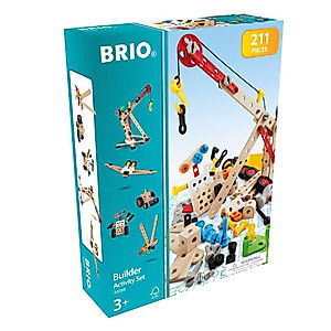 BRIO 34588 Builder Activity Set - 211 Piece STEM Toy with Wood and Plastic Pieces | Enhances Motor Skills | Fosters Creativity | Sustainable Materials | for Kids Ages 3 and Up (63458800)