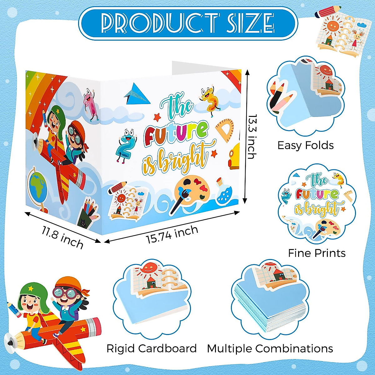 24 Pcs Privacy Boards for Student Desks Bright Colored Classroom Desk Divider Trifold Table Desk Privacy Panel Privacy Folders Screen Partition for School Teacher Student Study Test Home (Sky)