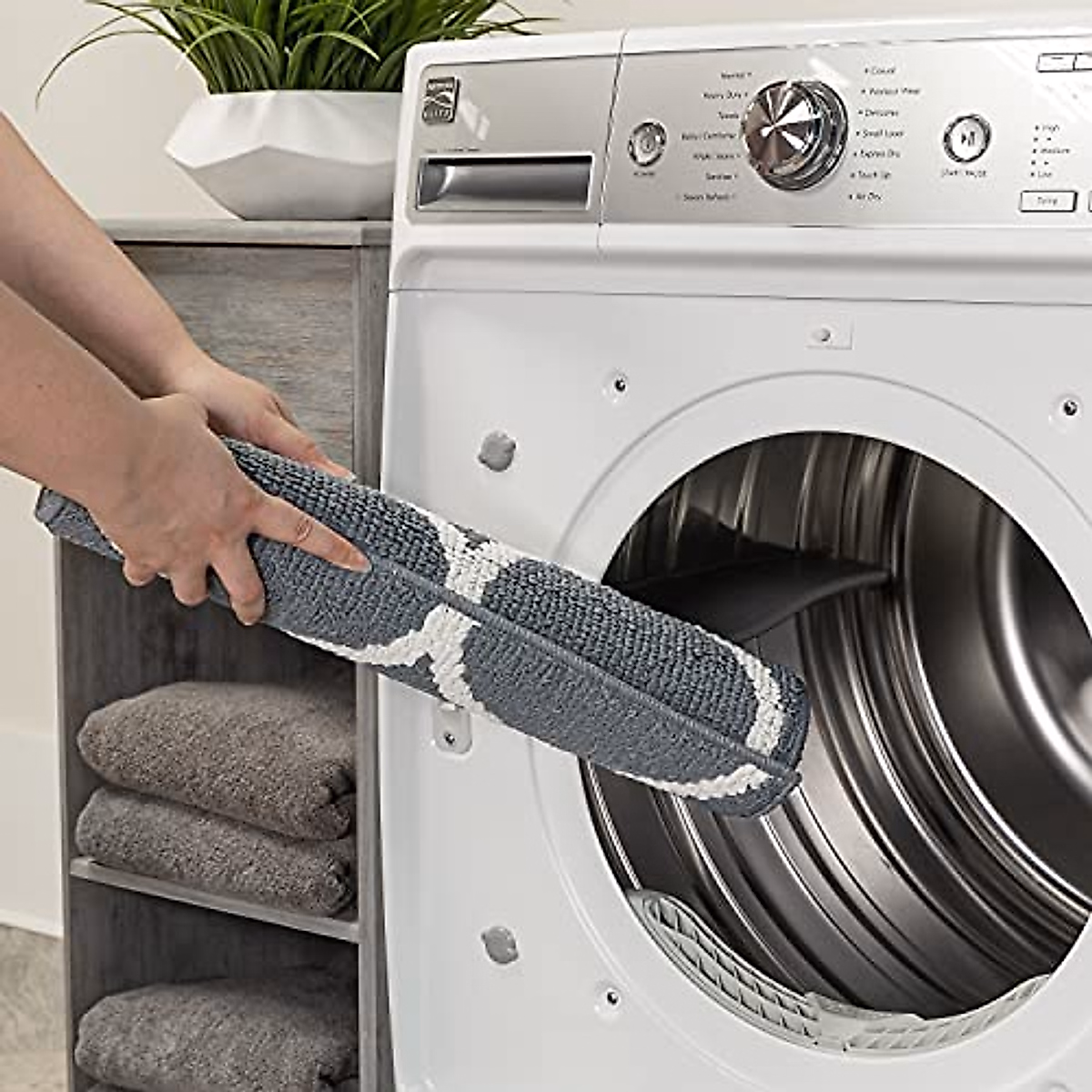 Maples Rugs Rebecca Contemporary Kitchen Rugs Non Skid Accent Area Carpet [Made in USA], 2'6 x 3'10, Grey/White