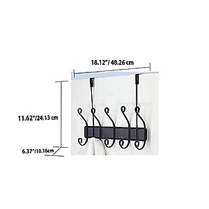 Home Basics Shelby 5 Hook Over The Door Rack for Bathroom, Bedroom or Closet Hanging Coat, Robes, Hats, Bags & Towel, Sturdy Heavy-Duty Clothes Organizer Storage, Black