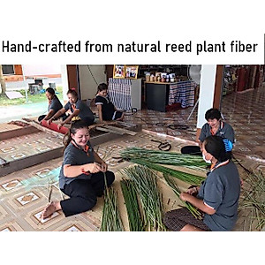 Handmade Woven Thai Beach Mat - Straw Ground Mat for Camping, Yoga, Meditation, Festivals, Concerts - Eco-friendly Reed Mat - Foldable - 70 Inches x 35 Inches