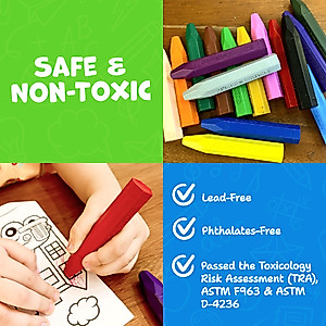 Jumbo Crayons For Toddlers 1-3 - 16pc Toddler Crayons For Kids Ages 4-8 1-3 2-4 - Easter Basket Essentials With Printed & PDF Color Sheets - Non Toxic, Washable Easter Basket Stuffers For Toddlers