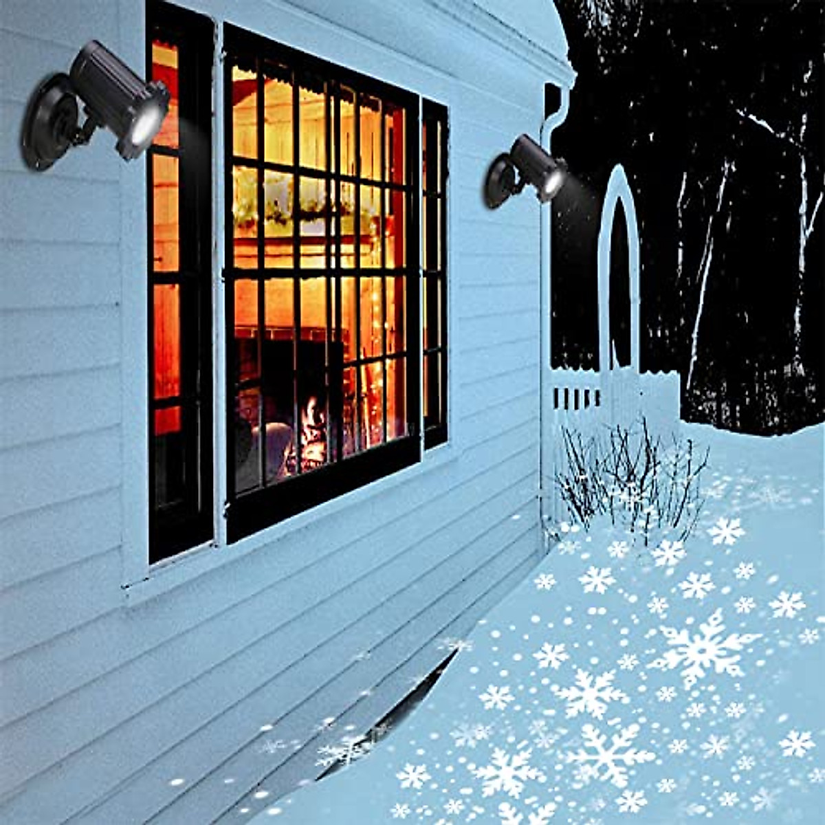 Christmas Projector Lights Outdoor, Greenclick Upgraded Rotating Snowflake Projector with Remote Timer IP65 Waterproof LED Christmas Snowfall Projection Lamp for Xmas Holiday House Decoration, 16.4ft