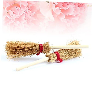 Gogogmee 30 Pcs Broom Witch Hanging Halloween Broom Toys Embellishment Witch Broom Costume Miniature Straw Broom Toys for Halloween Decor Mini Witch Broom Children’s Toys Broomsticks Wooden