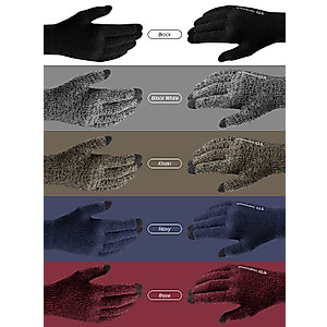 TRENDOUX Winter Gloves Women Men, Touchscreen Glove, Texting Smartphone Riding - Anti-Slip - Thermal Liners - Knitted Soft Material - Hands Warm Glove for Driving - Black Gray - L