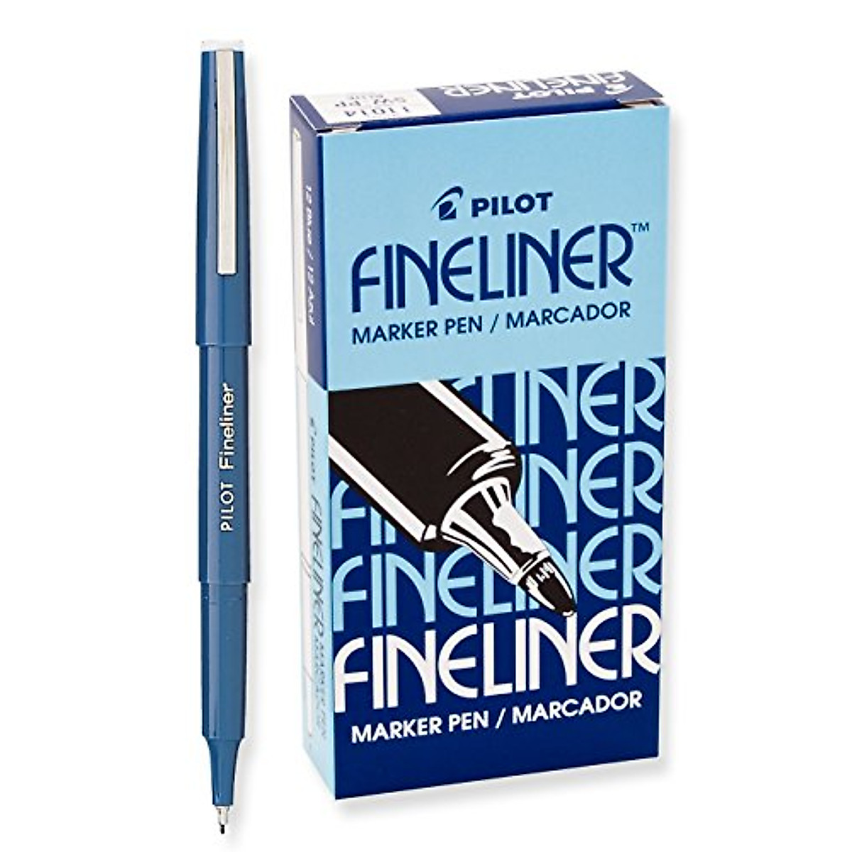 PILOT Fineliner Marker Pens, Fine Point, Blue Ink, 12-Pack (11014)