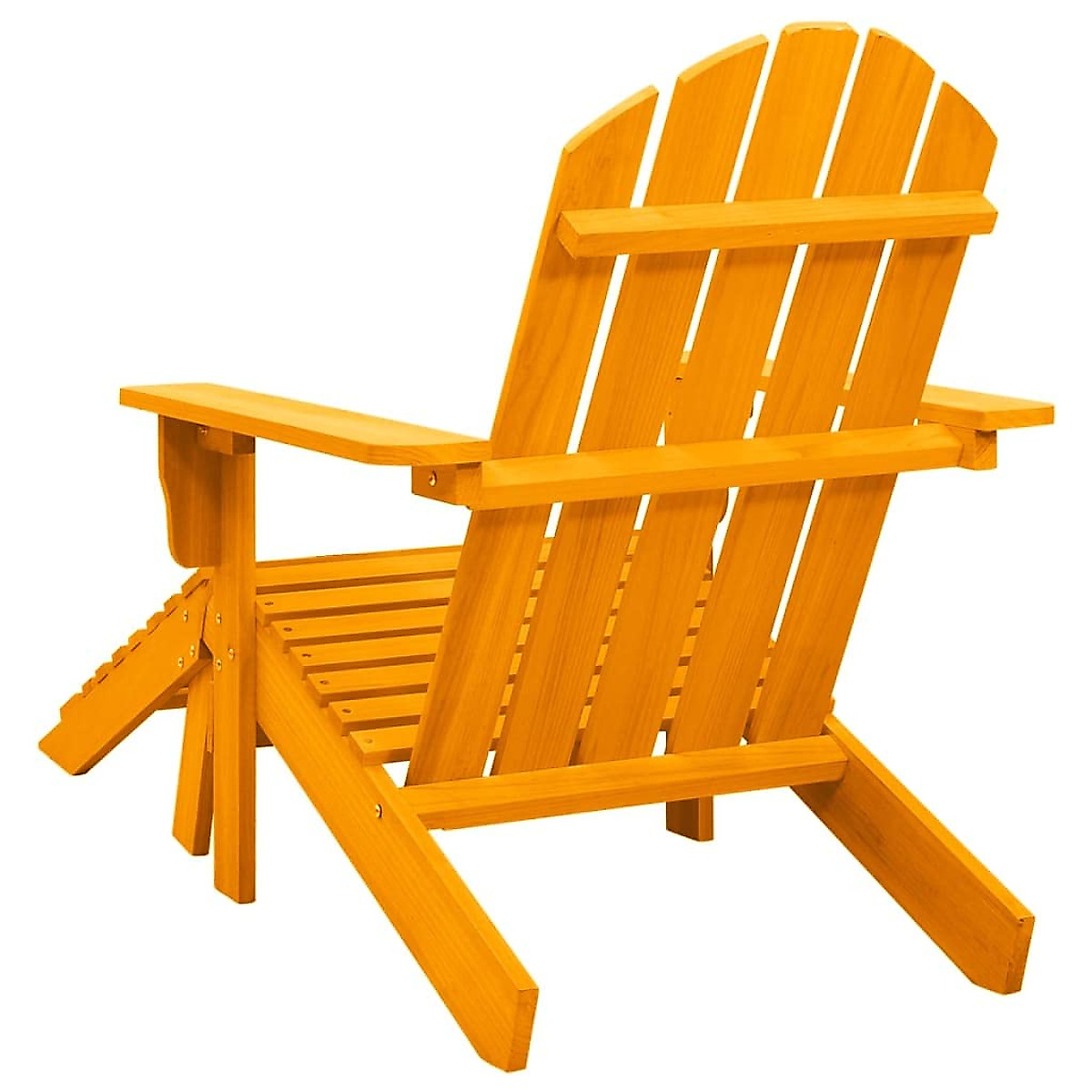 vidaXL Patio Adirondack Chair with Detachable Ottoman – Solid Fir Wood, Outdoor Lounging Furniture, Weather Resistant, Ergonomically Designed, Adjustable - Unique Vibrant Orange Color