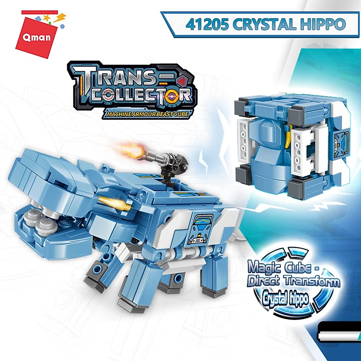 QMAN Building Blocks STEM Toy for Kids Age 6+ Magic Cube Bricks Transform Animal Toys to Build Educational Learning Creative Building Kit Gift Toy for Boys and Girls, 149 Pieces (Hippo Model)