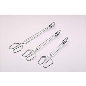 JAHH 1PC 25 30 35CM Bread Meat Vegetable Clamp Tong Stainless Steel BBQ Barbecue Grilling Tong Outdoor Charcoal Scissor Tongs (Color : Small)