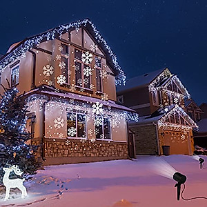 Christmas Projector Lights Outdoor, Led Snowflake Projector Lights Waterproof Plug in Moving Effect Wall Mountable Snowfall Lights for Christmas Holiday New Year Indoor Home Party Decoration Show