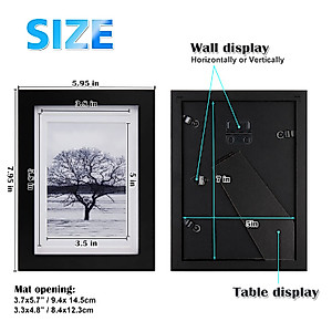 Egofine 5x7 Picture Frames Set of 4, Made of Solid Wood Covered by Plexiglass 3.5x5 and 4x6 with Mat or 5x7 without Mat, for Table Top Display and Wall Mounting Photo Frame White