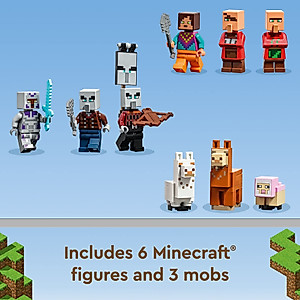 LEGO Minecraft The Llama Village Farm House Toy Building Set 21188, Minecraft Gift Idea for Kids, Boys, Girls Age 9+ Years Old, Create a Minecraft Village with 6 Customizable Buildings and Minifigures