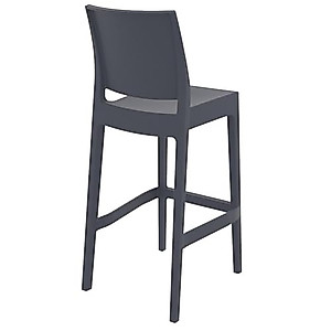 Pemberly Row 29.5" Resin Barstool in Dark Gray Finish - Set of 2