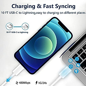 iPhone Charger Fast Charging 10 FT [Apple MFi Certified], PD 20W USB C Wall Charger Block with 10FT Long Type C to Lightning Fast Charging Data Sync Cable for iPhone 14 13 12 11 XS XR X 8 iPad