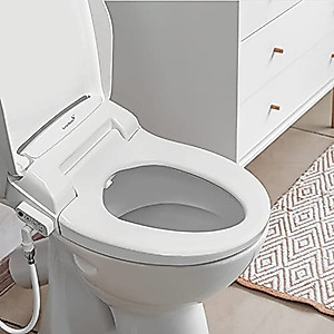 SmartBidet SB-100R Electric Bidet Seat for Elongated Toilets with Remote Control, Stainless Steel Nozzle with Removable Nozzle Cap, Slim and Strong Design in White