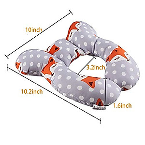 Liyic Baby Travel Pillow, Infant Head and Neck Support Pillow for Car Seat, for 0-1 Years Old Baby (Gray Fox)