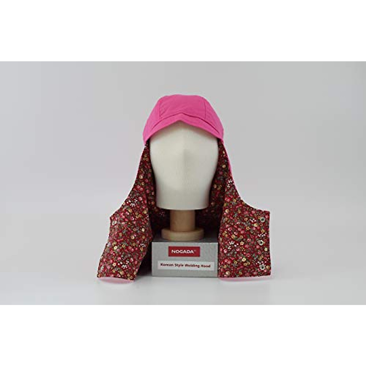 [NOGADA] Korean Style Welding Hood, High Quality Welder Cap Made in Korea, 100% Top Quality Korean Cotton Used, Head & Neck Coverage for Welding/Gauging/Grinding (Small, Dark Pink)