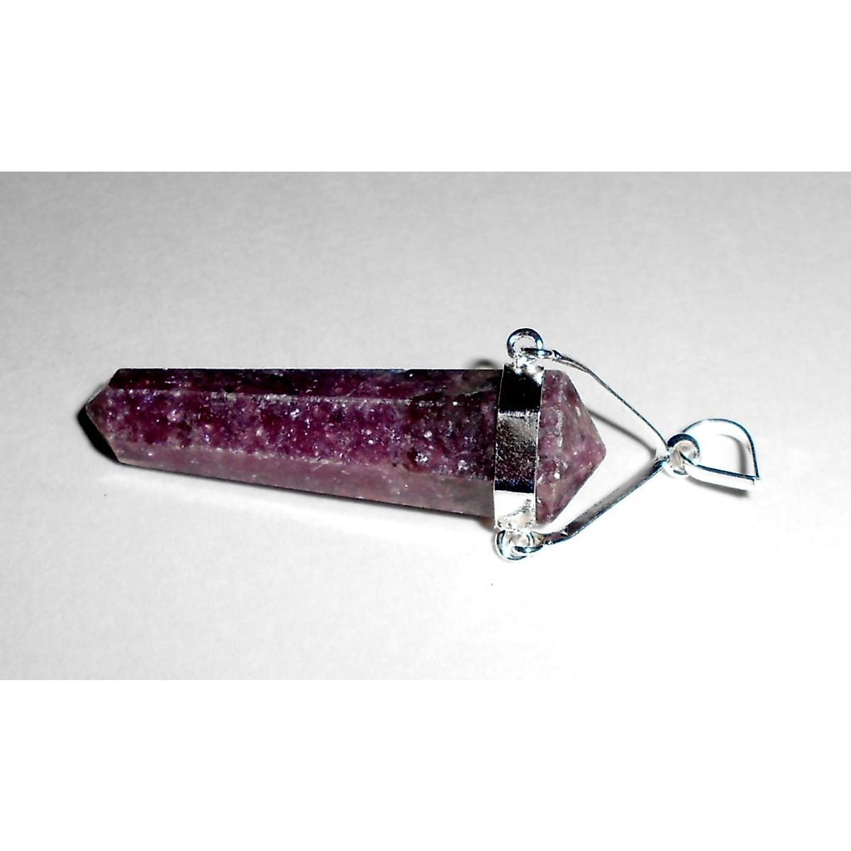 Sublime Gifts Premium Lepidolite Crystal Healing Cut Gemstone Point Pendant with Decorative Swinging Silver Metal Bail