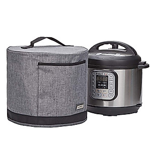 HOMEST Dust Cover with Pockets for Instant Pot 8 Quart, Insulated Pressure Cooker Cover with Easy to Clean Lining, Grey (Cover Only)