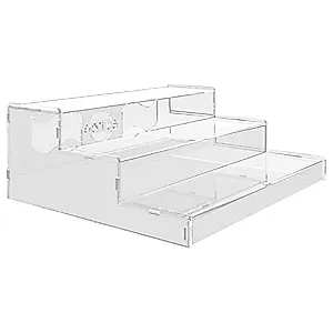 evron Pantry Organization and Storage Clear Acrylic Spice Rack Organizer for Cabinet & Countertop (ASSEMBLY REQUIRED) 3 Tier Organizer Versatile Tierd Shelf Organizer 10.5 in