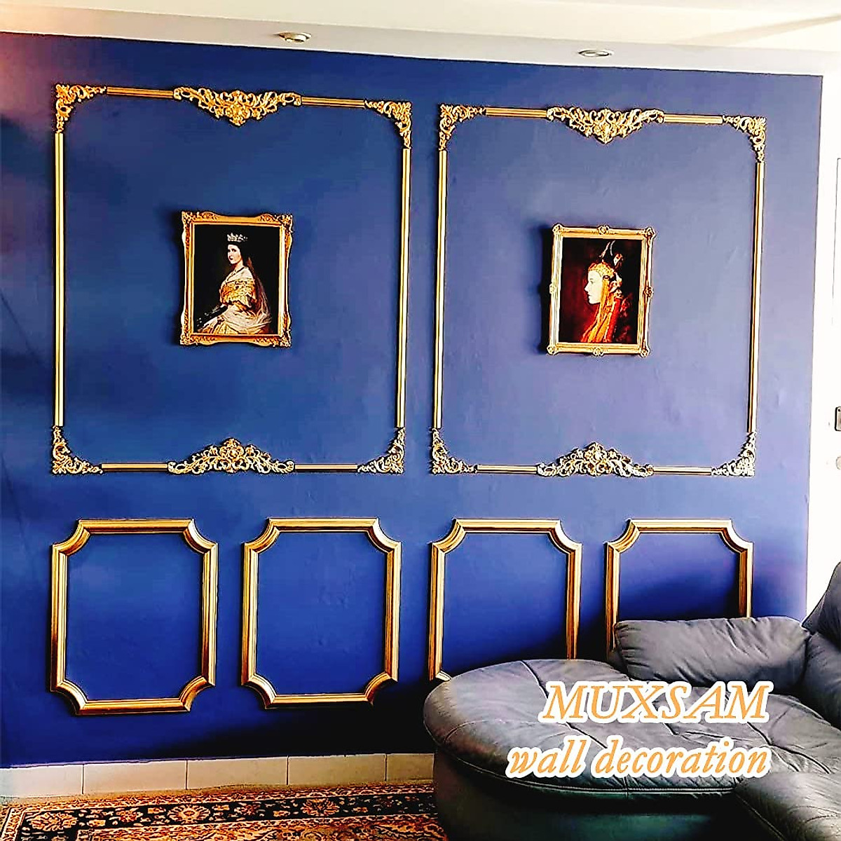 MUXSAM Long Wood Carved Appliques Onlays, 1-Pack Unpainted Decorative Corner Carving Decals Set for Wall Door Cabinet Mirror Closet Wardrobe Dresser Mantel Staircase DIY Project, 30x8cm/11.81"x3.15"