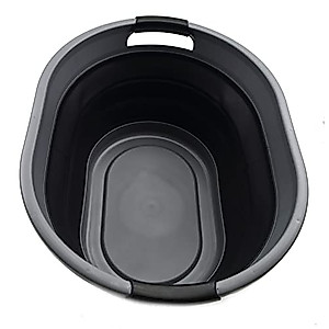 SAMMART 32L (8.4 gallon) Collapsible Plastic Laundry Basket - Foldable Pop Up Storage Container/Organizer - Portable Washing Tub - Space Saving Hamper/Basket, Water Capacity: 24L (1, Grey/Black)