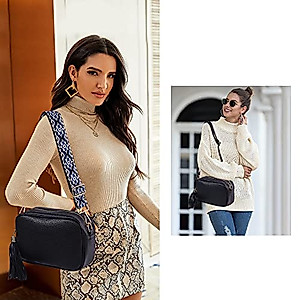 Dochais Crossbody Bag for Women Trendy Wide Strap Shoulder Bag Crossbody Bag Purse Two Adjustable Strap Camera Crossbody Purse