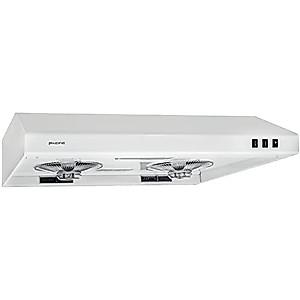 Pacific Economy Under Cabinet Ducted Range Hood 30 inch - CFM550 Powerful 2-Speed Wall Mount Kitchen Vent Hood - Electric Hood with Lighths, Filterless, White ‎PR1230BW