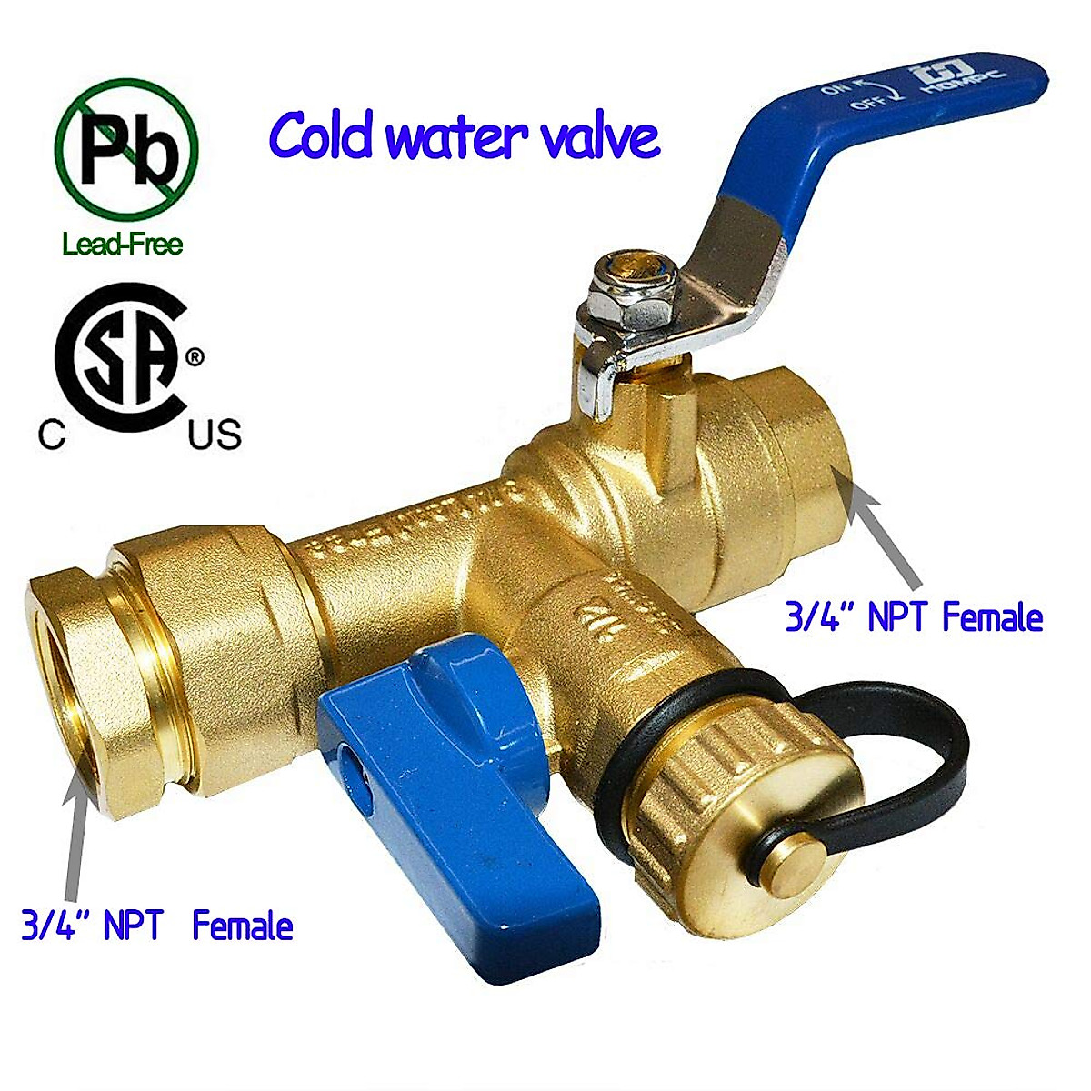 HQMPC Tankless Water Heater Isolation Valves Tankless Water Heater Flush Kit Tankless Valve Kit 3/4" NPT, Including 1 Valve For Hot water,1 Valve For Cold Water, 1 Pressure Relief Valve