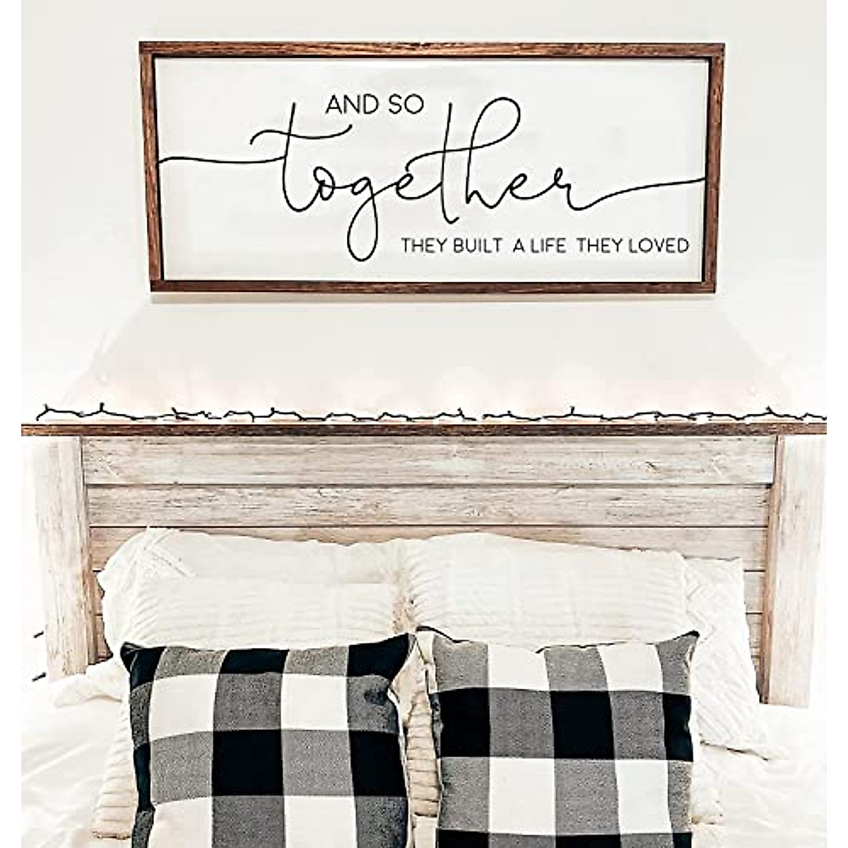 And So Together They Built A Life They Loved Sign - Bedroom Decor - Signs For Above Bed - Family Living Room Signs - Above Bed Signs (20x48 inches)