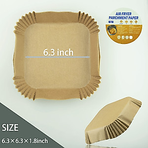 Air Fryer Disposable Paper Liner Air Fryer Parchment Paper Non-stick Parchment Paper for Frying, Baking, Cooking, Roasting and Microwave - Unbleached, Oil-proof(50PCS/6.3'')