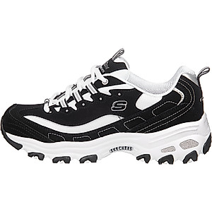 Skechers Sport Women's D'Lites Memory Foam Lace-up Sneaker,Biggest Fan Black/White,6 M US